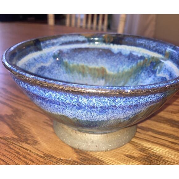 Studio | Dining | Blue Studio Pottery Footed Bowl Signed Vintage | Poshmark
